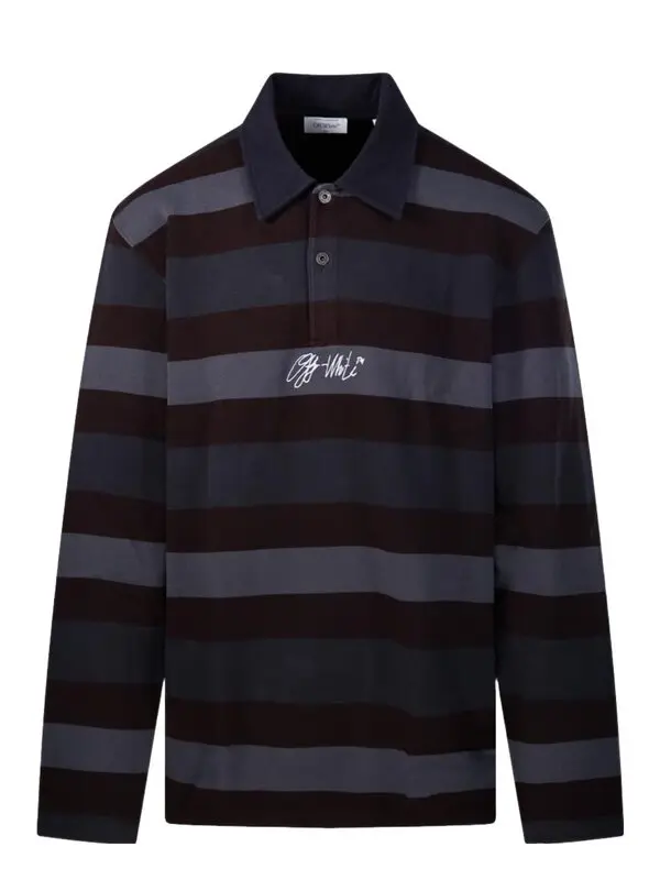 Off-White Striped Long-sleeved Polo Shirt - Multicolor