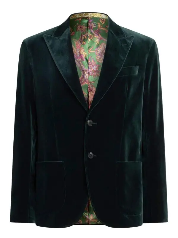 Etro Single-breasted Stretch Cotton Velvet Jacket - Green