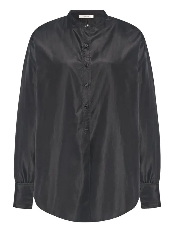 THE ROW Lula Mandarin-collar Silk Shirt - Black