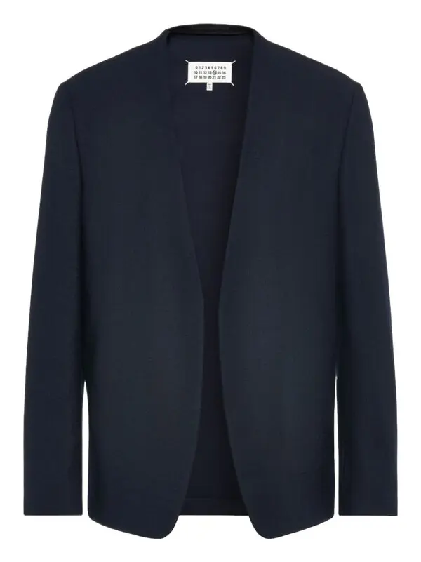 MAISON MARGIELA Lapel-free Blazer In Virgin Wool - Navy