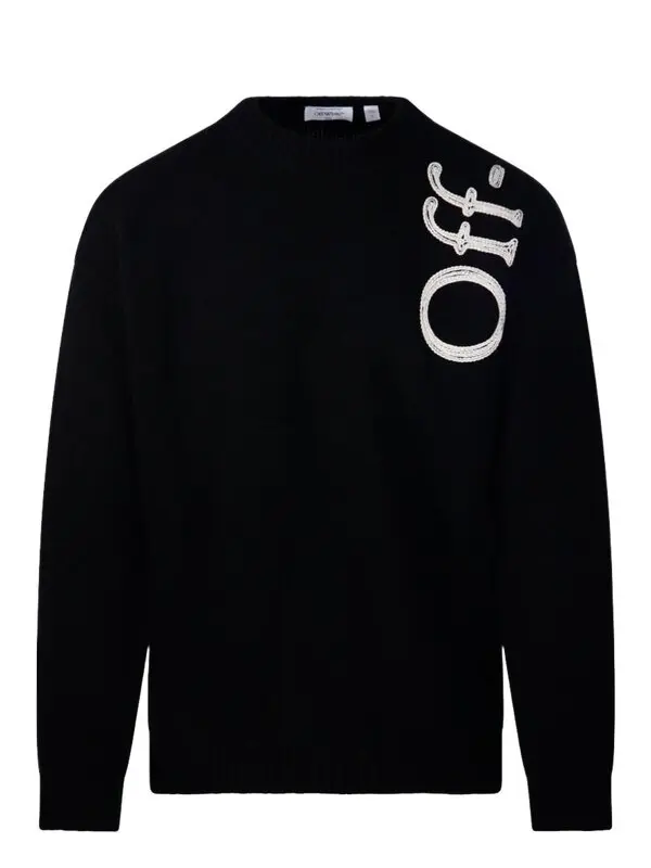 Off-White Logo-embroidered Knitted Sweater - Black