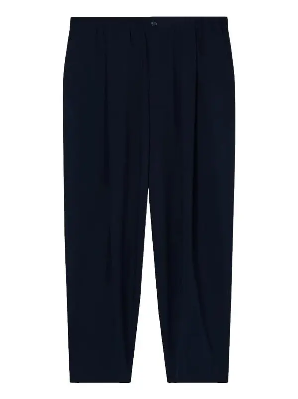 Giorgio Armani Pleated Elastic-waist Trousers - Deep Navy Blue