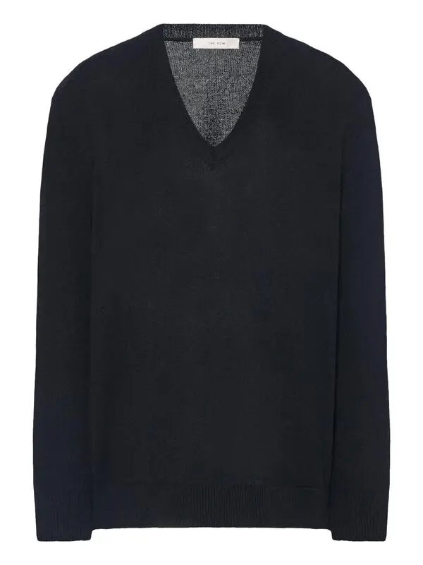 THE ROW Phora Cashmere V-neck Sweater - Black