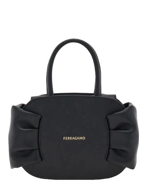 FERRAGAMO Calfskin Bow Minibag - Black