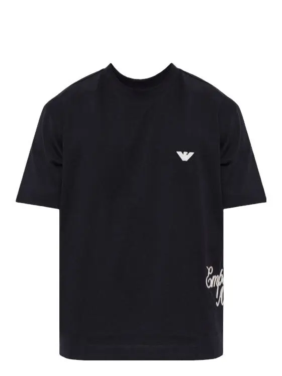 Emporio Armani Logo-embroidered T-shirt - Black