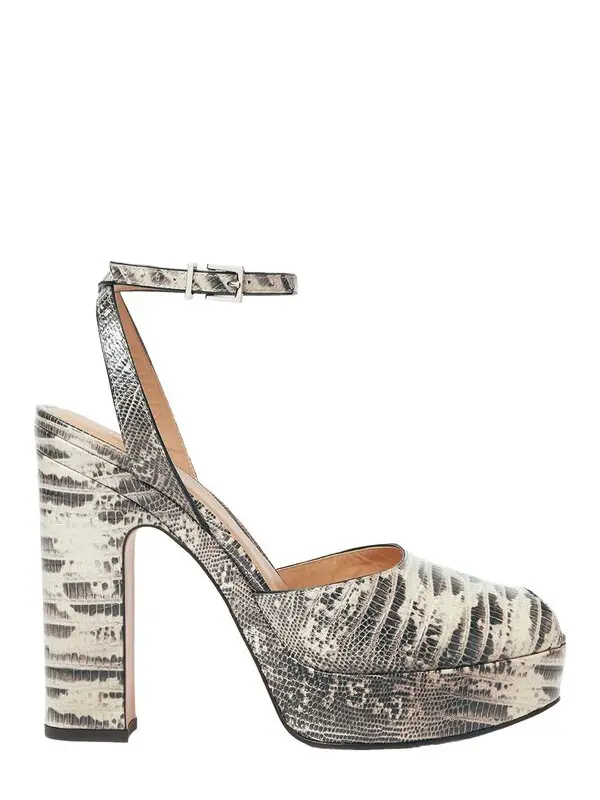 Fendi Parchment And Black Printed Calfskin Platform Sandals - Beige