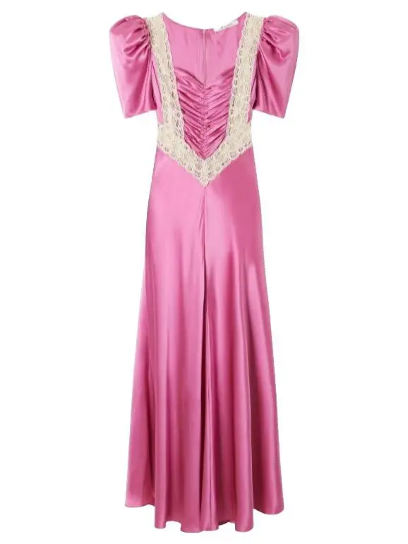 RODARTE Embroidered Lace Maxi Dress - Pink