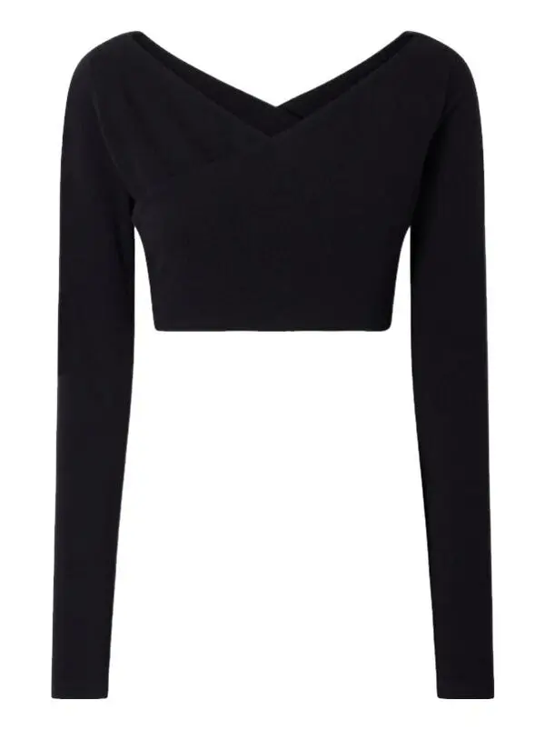 Alaïa Cotton-blend Stretch-crepe Cropped Top - Black