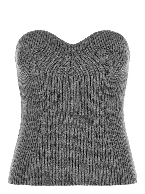 JIL SANDER Ribbed-knit Sweetheart Neckline Bustier Top - Black