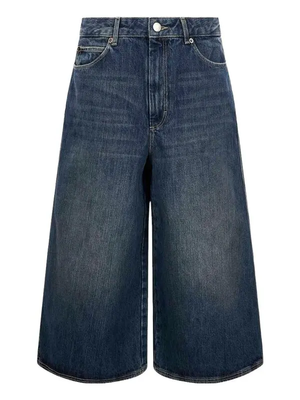 Soeur Faded Detail Denim Culottes - Blue