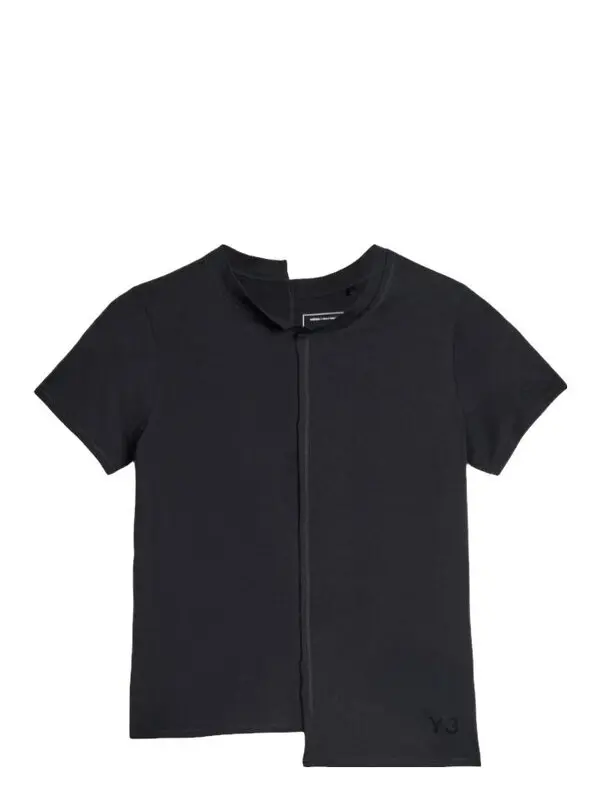 Y3 Fitted Short Sleeve Tee With Asymmetrical Hem - Black