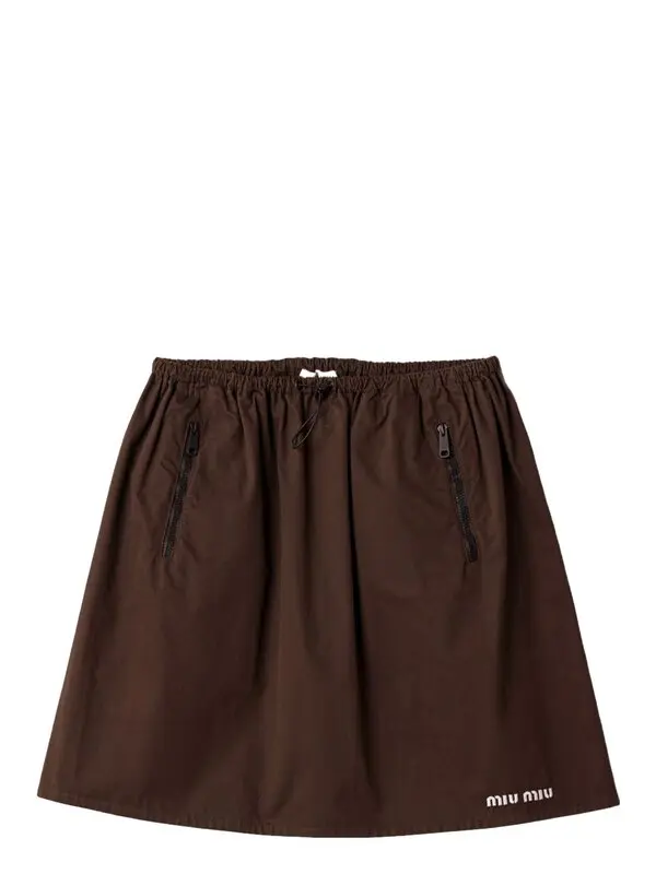 Miu Miu Washed Gabardine Flared Skirt - Ebony