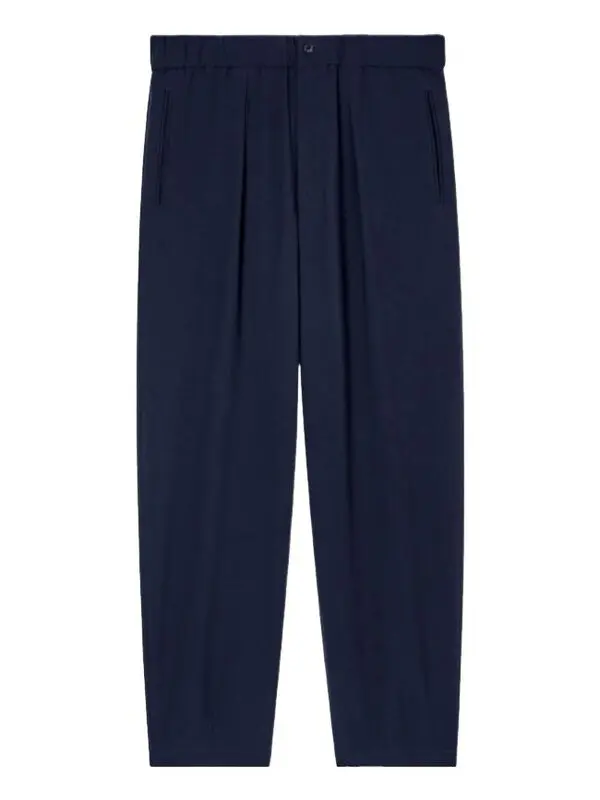 Giorgio Armani Pleated Trousers With Elasticated Waistband - Navy Blue