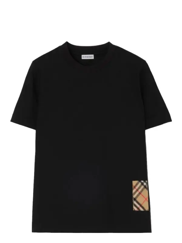 Burberry Check Patch Cotton T-shirt - Black