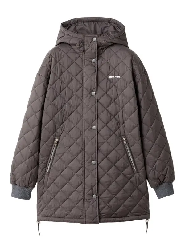 Miu Miu Quilted Hooded Jacket - Hematite