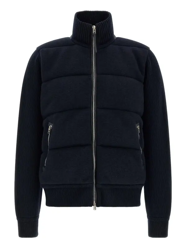 TOM FORD Quilted Knit Panel Jacket - Blue