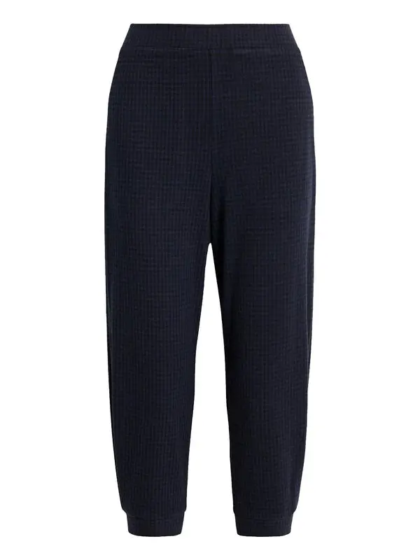 Tibi Camille Cropped Checked Jacquard-knit Tapered Pants - Navy
