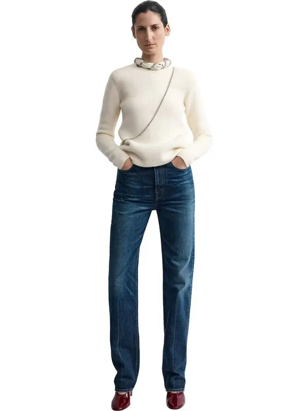 TOTEME Structured Crew Knit In Alpaca, Cashmere, And Silk Blend - Ecru