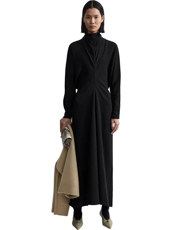 TOTEME Slouch Waist Scarf Dress In Viscose Cady - Black