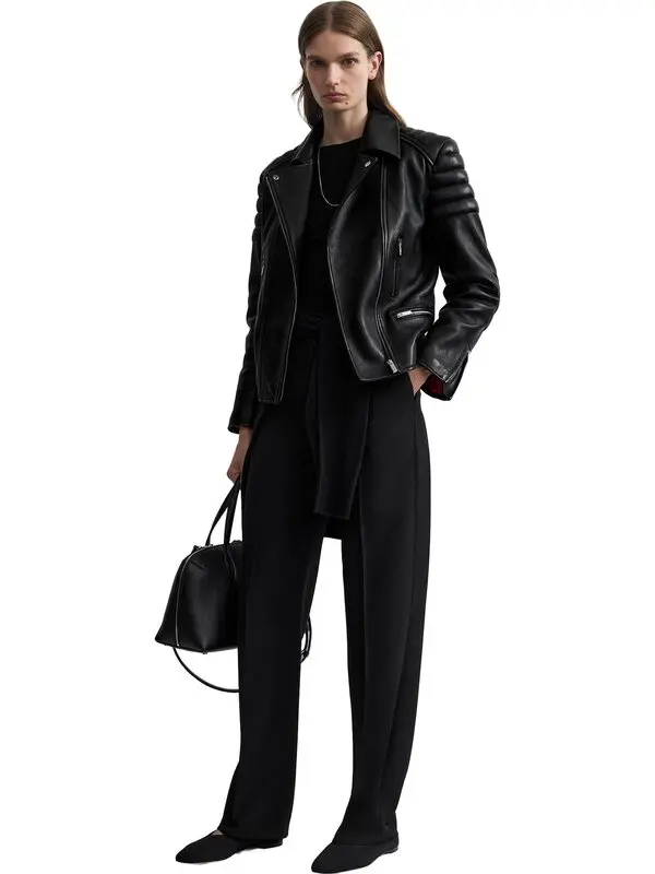 TOTEME Leather Biker Jacket - Black