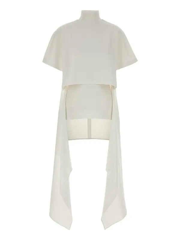 Alaïa Asymmetrical Hemline Jersey Top - White