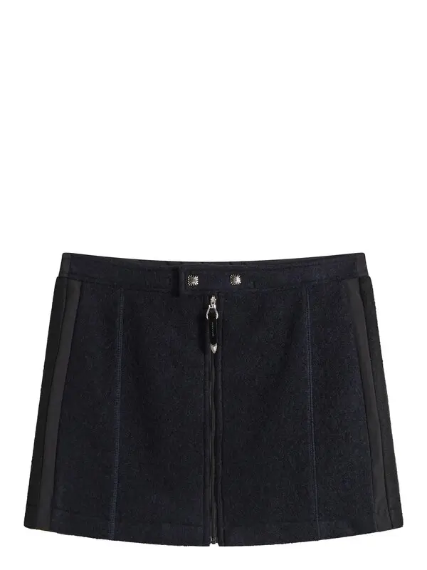 Toga Wool Jersey Skirt With Contrast Panels - Navy