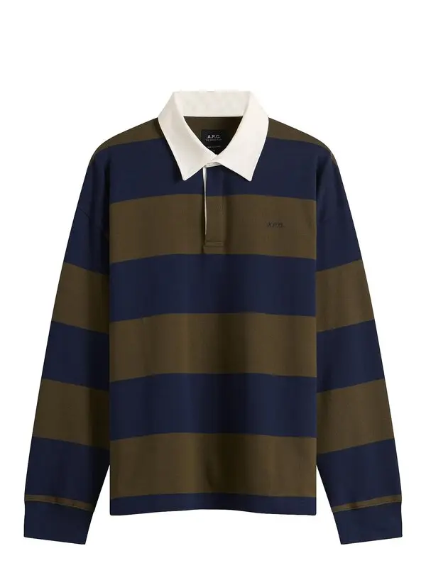 A.p.c. Isaac Block Stripe Rugby Shirt - Dark Navy