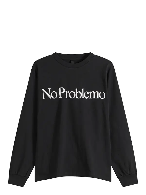 NO PROBLEMO Long Sleeve T-shirt With Serif Logo - Black