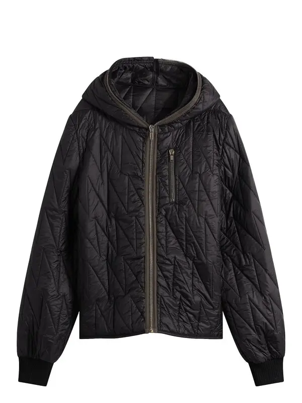 Rick Owens Quilted Zip-up Jacket With Hood - Black