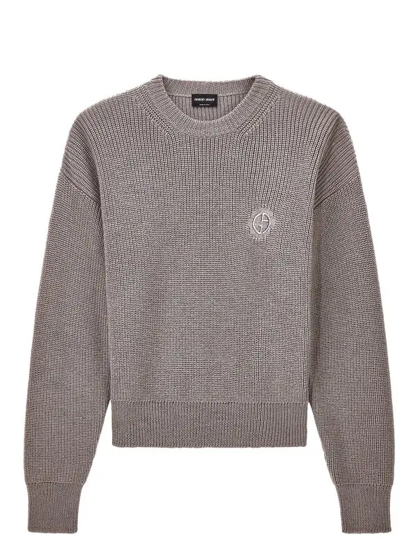 Giorgio Armani Virgin Wool Half Cardigan Stitch Sweater - Beige