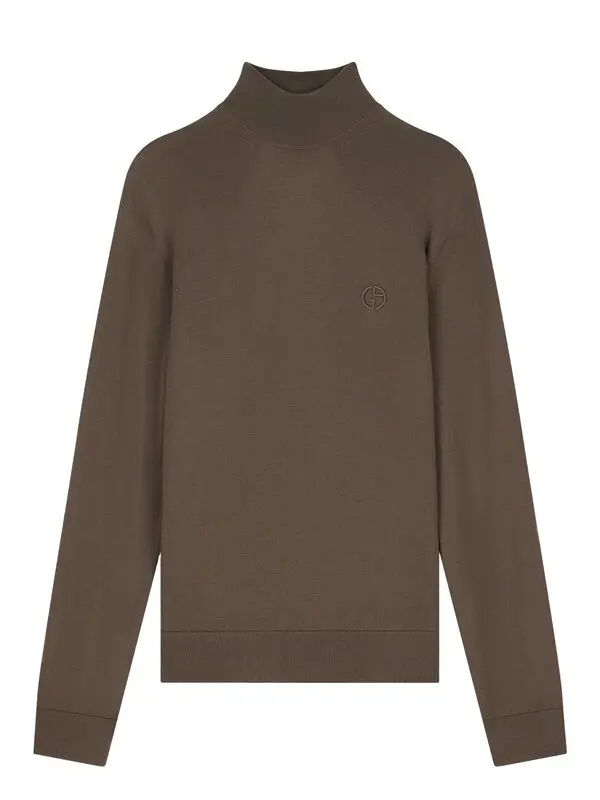 Giorgio Armani Slim-fit Virgin Wool Turtle Neck Sweater - Brown
