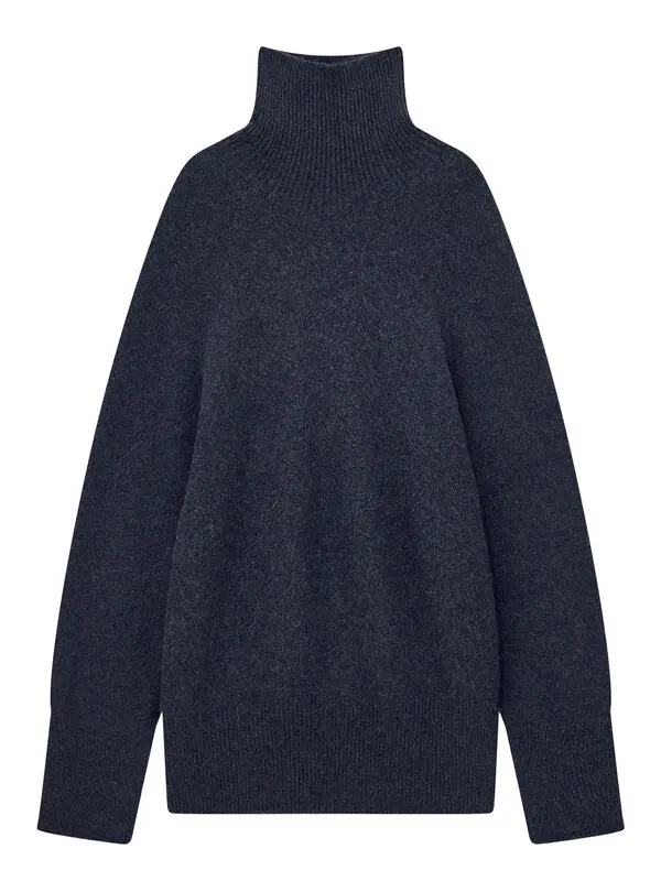 Giorgio Armani Oversized Turtleneck Sweater In Pure Cashmere Jersey - Grey