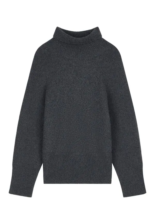 Giorgio Armani Oversized Turtleneck Sweater In Pure Cashmere Jersey - Grey