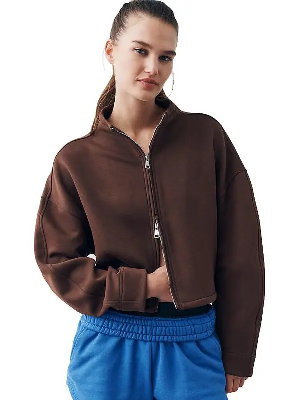 Daily Practice Desert Palm Zip-up Jacket Top - Chocolate