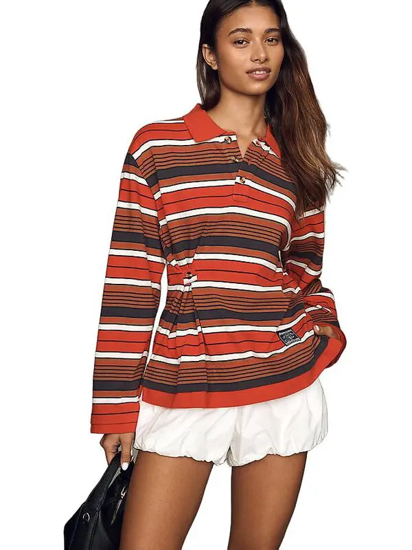 DAMSON MADDER Noah Cotton Cinched Rugby Shirt - Red
