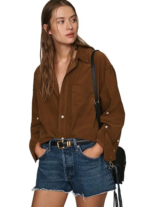 Citizens Of Humanity Cotton Corduroy Shirt Top - Manuka
