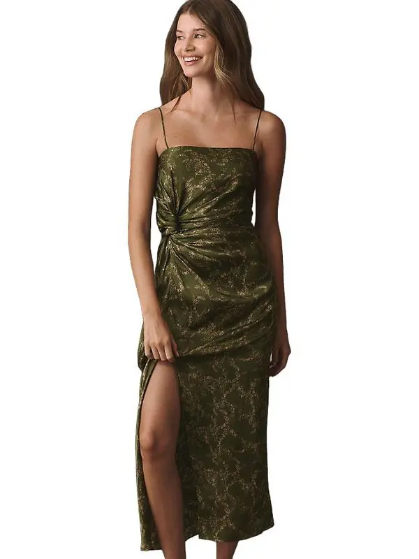 Amanda Uprichard Jean Square-neck Midi Dress - Green Pattern