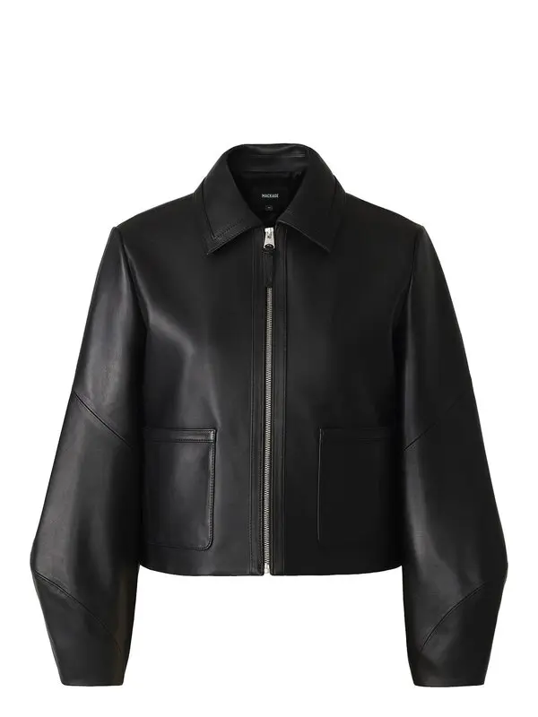 Mackage Solana-l Relaxed Fit Leather Bomber Jacket - Black