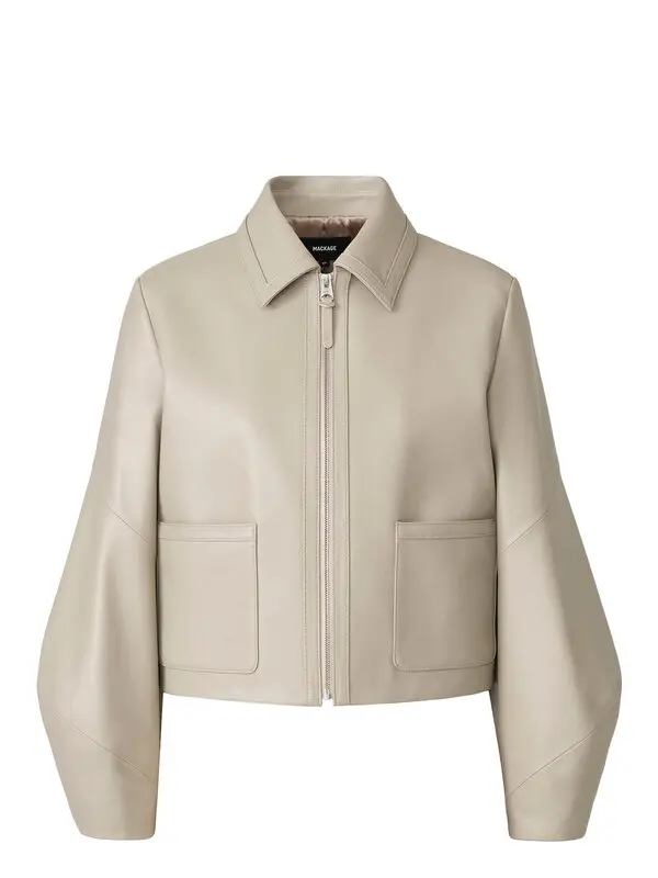 Mackage Solana-l Relaxed Fit Leather Bomber Jacket - Taupe