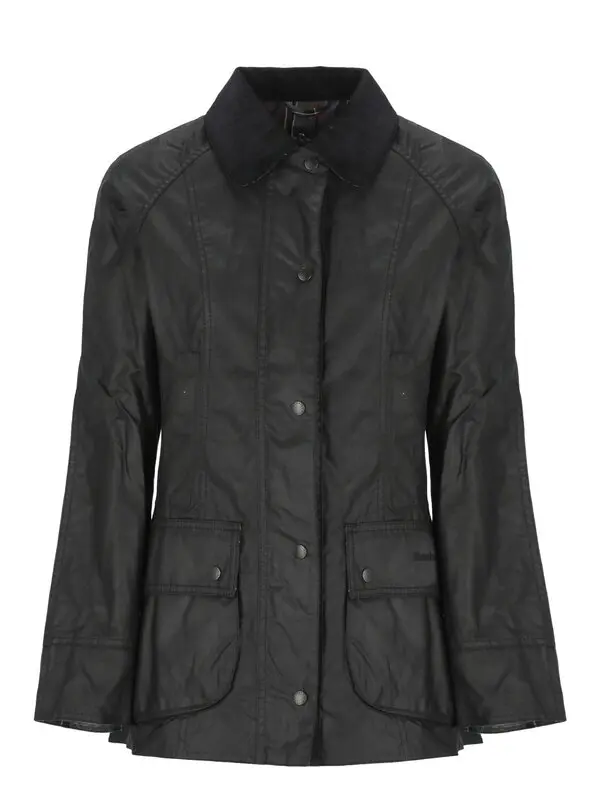 Barbour Long-sleeved Casual Jacket With Lapel And Pockets - Black