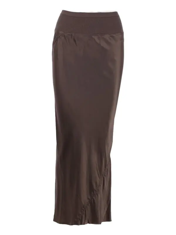 Rick Owens Ribbed Gathered Maxi Skirt - Brown