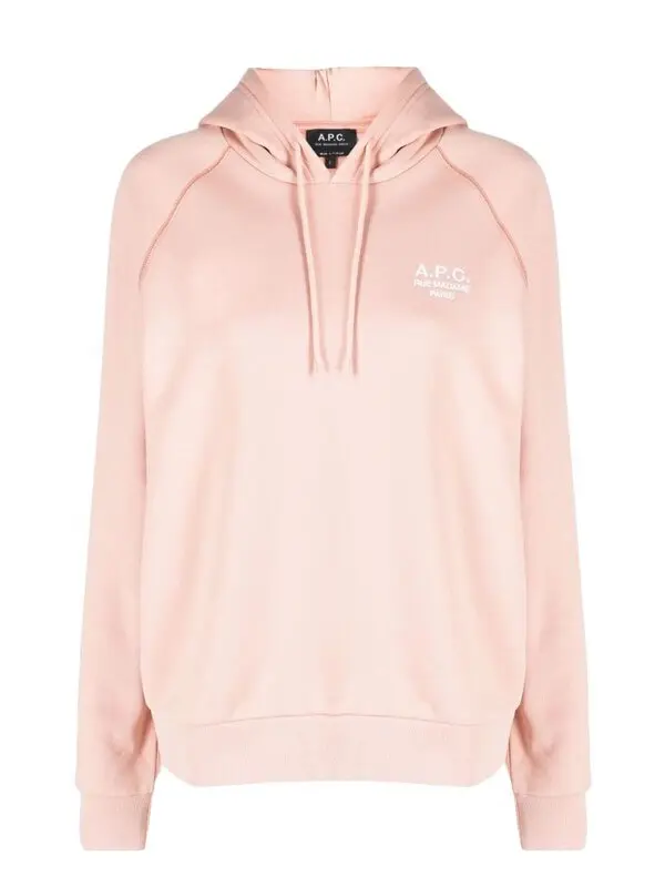 A.p.c. Logo Embroidered Drawstring Hoodie - Pink