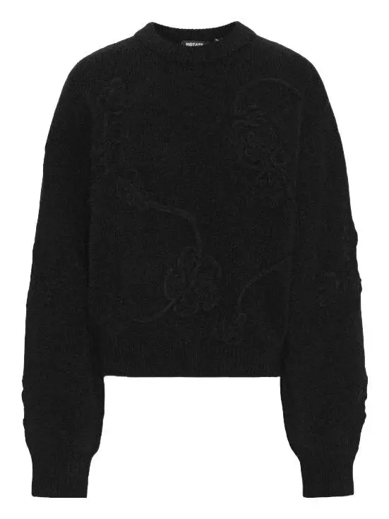ROTATE BY BIRGER CHRISTENSEN 3d Floral Knit Pullover - Black