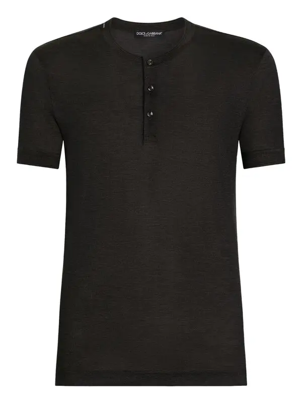 Dolce & Gabbana Dolce Gabbana Henley Short-sleeved T-shirt - Grey
