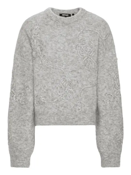 ROTATE BY BIRGER CHRISTENSEN 3d Flower Knit Jumper - Light Gray