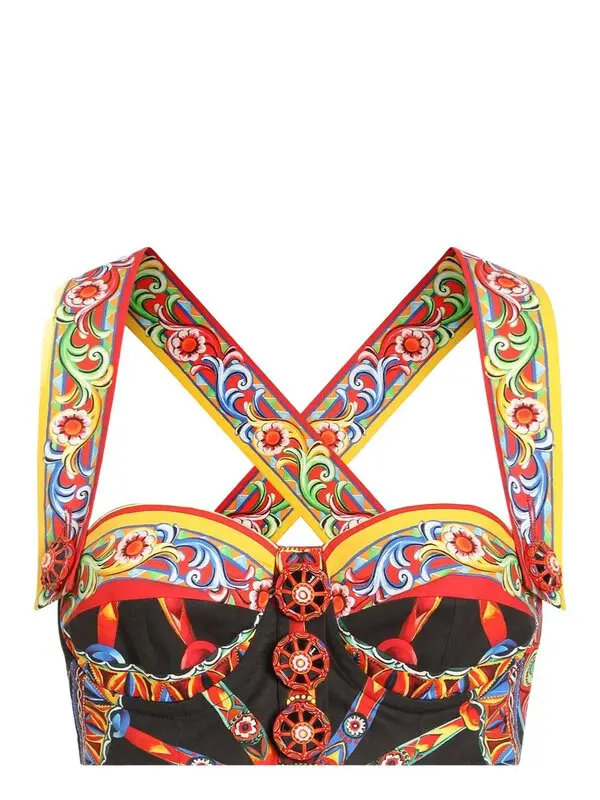 Dolce & Gabbana Carretto-print Poplin Corset Top - Multi-color
