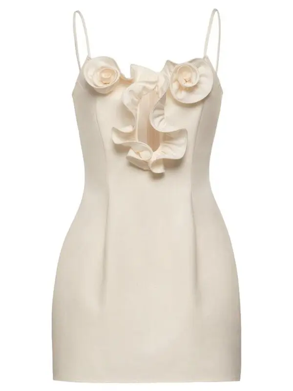 Magda Butrym Floral Applique Cut-out Mini Dress - Off-white