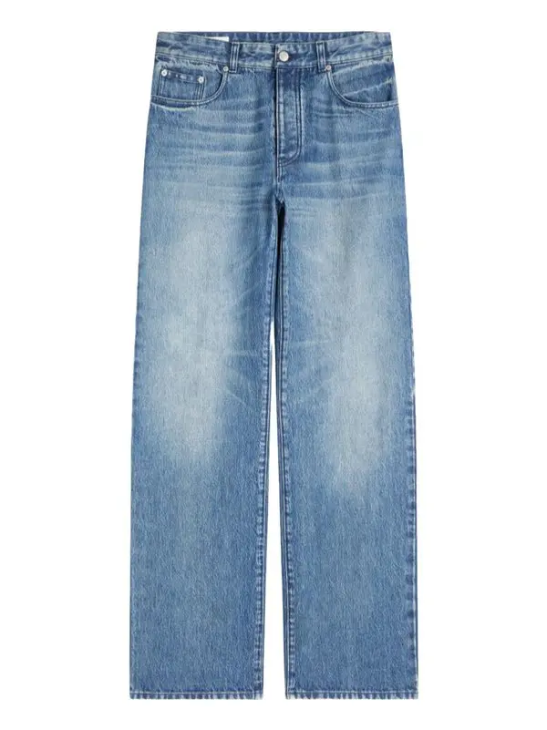 Dries Van Noten Loose Fit Straight Leg Denim Pants - Blue
