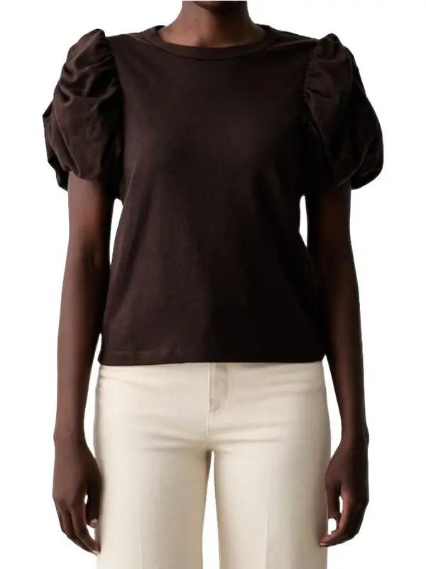 ROTATE BY BIRGER CHRISTENSEN Puff Sleeve T-shirt - Brown