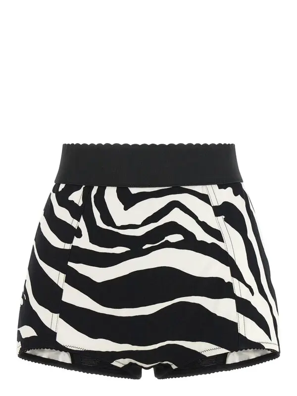 Dolce & Gabbana Zebra Print Pleated Shorts - White/black
